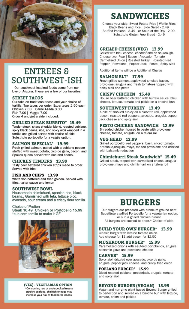 Menu - Spokes on Southern